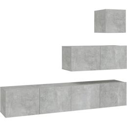 vidaXL - 4-tlg. TV-Schrank-Set Betongrau Holzwerkstoff