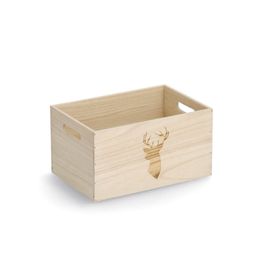 zeller Aufbewahrungskiste 'Hirsch' Paulownia-Holz naturfarben 30 x 16 x 20 cm