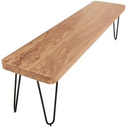 KADIMA DESIGN Sitzbank BALU Massivholz: Landhausstil, verschiedene Größen, Metallbeine, einfache Pflege