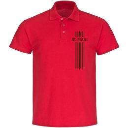 multifanshop® Poloshirt - St. Pauli - Streifen - Druck braun