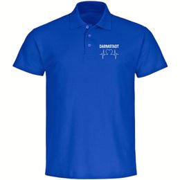 multifanshop Poloshirt - Darmstadt - Herzschlag - Druck weiß - Polo