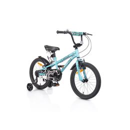 Byox Kinderfahrrad 18 Zoll Pixi, Klingel, Reflektoren, Stützräder, ab 5 Jahre türkis