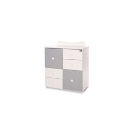 Lorelli Kommode Cupboard 83 x 71 x 96 cm, 4 Schubladen, 2 Türen mit Regalboden weiß dunkelgrau