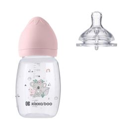 Kikkaboo Babyflasche Savanna 260ml Silikonsauger Größe M Anti-Kolik ab 3 Monaten rosa