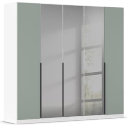 Drehtürenschrank Inosign "Ferris Schrank Breite 2,10m BESTSELLER Schlafzimmerschrank" Schränke Gr. B/H/T: 226cm x 210cm x 54cm, PREMIUM, grün (alpinweiß/salbei) Kleiderschrank mit Spiegel in den Ausführungen BASICCLASSICPREMIUM