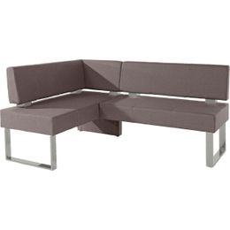 Eckbank Home Affaire "Rab", braun (cappuccino (grand 4006), silberfarben), B:180cm H:88cm T:140cm, Polyester, Sitzbänke, in 2 Breiten (180 oder 200 cm), Bezug in verschiedenen Qualitäten