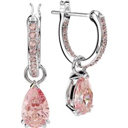 Paar Creolen Swarovski "Ohrringe Millenia Attract Drop, Tropfenschliff 5636716 5723564 5723566" Ohrringe Gr. Metall, rosa (metallfarben-rosa + rosa) Damen mit Swarovski Kristall