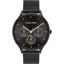 Multifunktionsuhr Calvin Klein "Timeless Multifunction, 25200105" Armbanduhren schwarz Damen Quarzuhr, Armbanduhr, Damenuhr, Datum, Edelstahlarmband