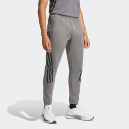 Sporthose adidas Sportswear "M FI 3S PT", Herren, Gr. XXL, N-Gr, grau (grau four), Obermaterial: 64% Baumwolle, 36% Polyester, gestreift, sportlich, Hosen