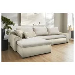 Ecksofa Home Affaire "Win L-Form" Sofas Gr. B/H/T: 285cm x 85cm x 176cm, Cord-Samtvelours, Recamiere beidseitig montierbar, Ohne Bettfunktion und Bettkasten, beige wahlweise mit Bettfunktion und Bettkasten