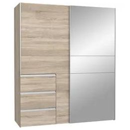 Schwebetürenschrank FORTE "Winn2" Schränke Gr. B/H/T: 170,3 cm x 200,5 cm x 61,2 cm, 2 St., braun (sonoma eiche) mit Spiegel und 3 Schubkästen