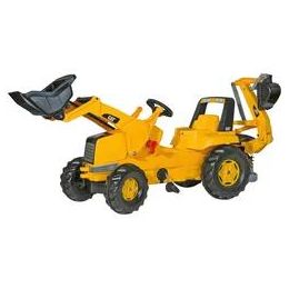 Tretfahrzeug Rolly Toys "CAT" Tretfahrzeuge gelb Kinder Kindertraktor mit Lader und Heckbagger