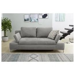 Jockenhöfer Schlafsofa JOCKENHÖFER GRUPPE "Jano" Sofas Gr. B/T: 202cm x 103cm, Luxus-Microfaser Lederoptik, grau (hellgrau) klassisches Schlafsofa mit individuell, verstellbaren Armlehnen