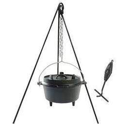 Grilltopf Jim Beam BBQ "Dutch Oven" Töpfe Gr. 4,26 l + Ø 23,5 cm + Höhe 30,5 cm, schwarz mit 2-IN-1-Deckel, 4,26 l Fassungsvermögen