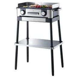 Elektro-Standgrill WMF "LONO Master-Grill" Kontaktgrill_Standgrill_Tischgrill_Teppanyakigrill grau (chromfarben) mit passendem Standfuß