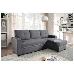 Ecksofa ATLANTIC HOME COLLECTION "Gerrit L-Form" Sofas Gr. B/H/T: 216cm x 80cm x 139cm, Feinstruktur weich, grau Schlafsofa, mit Bettkasten, Recamiere rechts oder links montierbar Bestseller