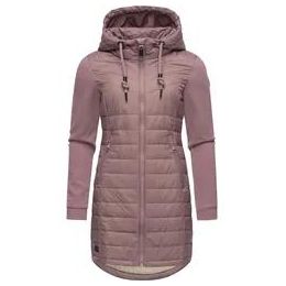 Steppmantel Ragwear "Lucinda Long" Gr. 4XL (48), lila (mauve) Damen Mäntel Mantel aus modernem Materialmix mit Kapuze