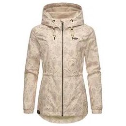 Outdoorjacke Ragwear "Dankka Spring" Gr. 4XL (48), beige Damen Jacken stylische Übergangsjacke mit floralem Allover-Print