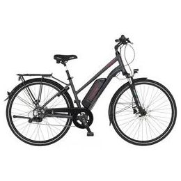 E-Bike Fischer FAHRRAD "VIATOR 1.0 Trapez 44" Gr. 44, grau (anthrazit), E-Bikes, 44cm, 28 Zoll (71,12cm), Pedelec, Elektrofahrrad für Damen u. Herren