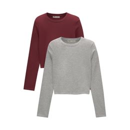 Pull&Bear Pull&bear Shirt Damen Gr&ouml;&szlig;e XS grau / bordeaux