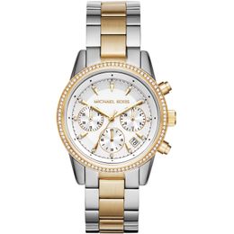 Chronograph Michael Kors "RITZ, MK6474" Armbanduhren silberfarben (silberfarben, goldfarben) Damen Quarzuhr, Armbanduhr, Damenuhr, Stoppfunktion, Edelstahlarmband