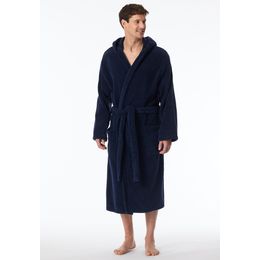 Herrenbademantel Schiesser ""Essentials"" Hausmäntel Gr. XL, blau (815, navyblau) Herren in weicher, behaglicher Frottee-Qualität