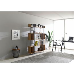 Raumteilerregal Home Affaire, beige (natur, schwarz), B:120cm H:180cm T:30cm, MDF, Metall, Regale, als Regal und Raumteiler einsetzbar