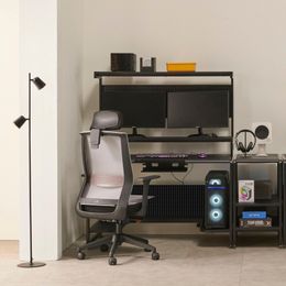 Schreibtisch Home Affaire, schwarz (schwarz, schwarz, schwarz), B:120cm H:148cm T:70cm, MDF, Gestell Metall, Tische, mit multifunktionalen Features