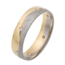 Trauring Firetti "Schmuck Geschenk Gold 375 Hochzeit Ehering "LIEBE" Welle" Fingerringe Gr. 16,5, 0,06 ct SI = kleine Einschlüsse mit Brillanten, Gelbgold 375-Weißgold 375, 5mm, goldfarben (gelbgoldfarben-weißgoldfarben) Made in Germany