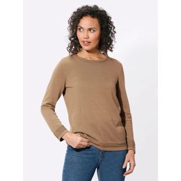 Rundhalspullover Casual Looks "Rundhals-Pullover" Gr. 36, braun (camel) Damen Pullover