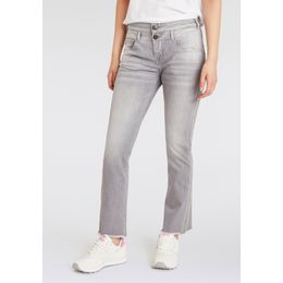 Bootcut-Jeans Herrlicher "Baby Cropped Recycled Denim Grey", Damen, Gr. 29, N-Gr, beige (seal), Denim/Jeans, Obermaterial: 97% Baumwolle, 3% Elasthan, casual, bootcut fit knöchellang, Jeans