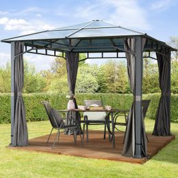 TOOLPORT 3x3 m Hardtop Gartenpavillon, inkl. 4 Seitenteile, loft grey - (300048)
