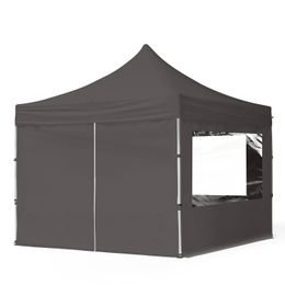 TOOLPORT 3x3m Aluminium Faltpavillon, inkl. 4 Seitenteile, dunkelgrau - (59006)