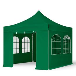 TOOLPORT 3x3m Aluminium Faltpavillon, inkl. 4 Seitenteile, dunkelgrün - (600138)