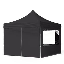 TOOLPORT 3x3m Aluminium Faltpavillon, inkl. 4 Seitenteile, schwarz - (59016)