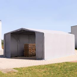 TOOLPORT 8x10m Zelthalle, PVC-Plane, grau, mit Statik (Betonuntergrund) - (94149)