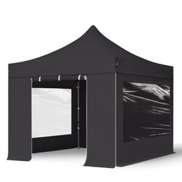 TOOLPORT 3x3m Stahl Faltpavillon, inkl. 4 Seitenteile, schwarz - (600005)