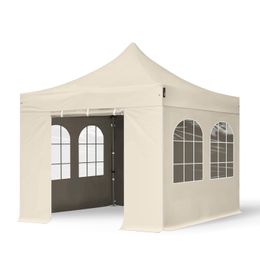 TOOLPORT 3x3m Stahl Faltpavillon, inkl. 4 Seitenteile, creme - (600014)
