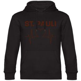 multifanshop Kapuzen Sweatshirt - St. Pauli - Herzschlag - Druck braun - Hoodie