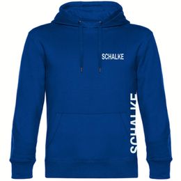 multifanshop Kapuzen Sweatshirt - Schalke - Brust & Seite - Druck wei&szlig; - Hoodie