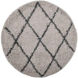 vidaXL - Teppich Shaggy Hochflor Modern Beige und Anthrazit ø 200 cm