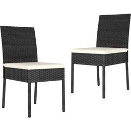 vidaXL - Garten-Essstühle 2 Stk. Poly Rattan Schwarz