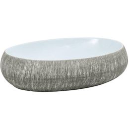 vidaXL - Aufsatzwaschbecken Grau und Blau Oval 59x40x15 cm Keramik