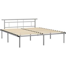 vidaXL - Bettgestell Grau Metall 180x200 cm