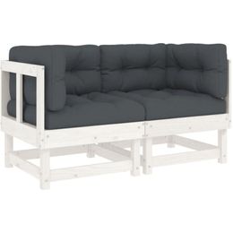 vidaXL - Ecksofas mit Kissen 2 Stk. Weiß Massivholz Kiefer