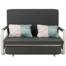 Schlafsofa HHG-525, Schlafcouch Couch Sofa, Schlaffunktion Bettkasten Liegefläche, 130x185cm Stoff/Textil dunkelgrau