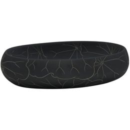 vidaXL - Aufsatzwaschbecken Schwarz Oval 59x40x15 cm Keramik