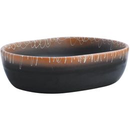 Aufsatzwaschbecken Schwarz und Orange Oval 47x33x13 cm Keramik vidaXL