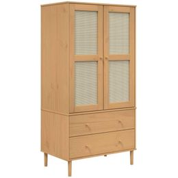 Kleiderschrank senja Rattan-Optik Braun 90x55x175cm Kiefernholz vidaXL