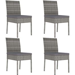 vidaXL - Garten-Essstühle 4 Stk. Poly Rattan Grau